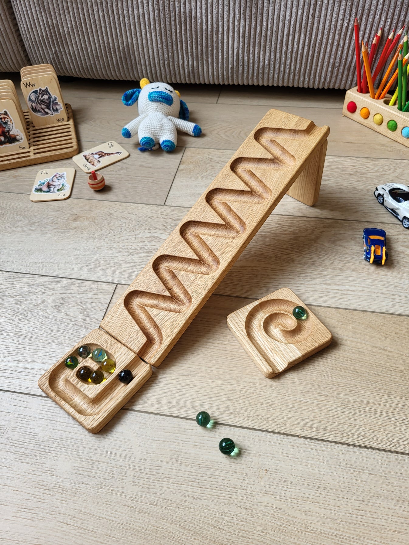 Marble run track marble run race marble machine winding track set wood ...