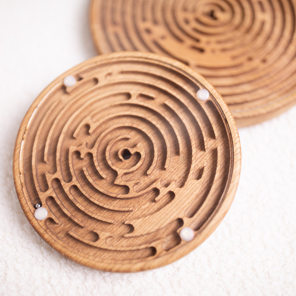 Double-sided wooden labyrinth game – THREEWOOD