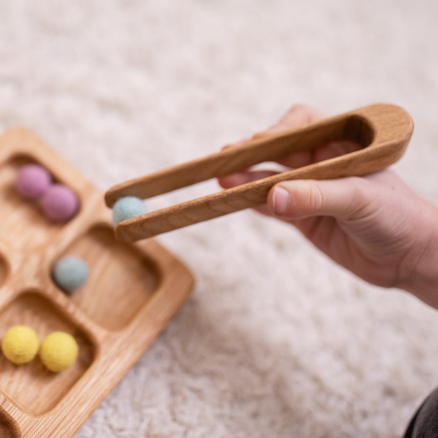 Montessori sorting tray with 10 sections, small variation – THREEWOOD