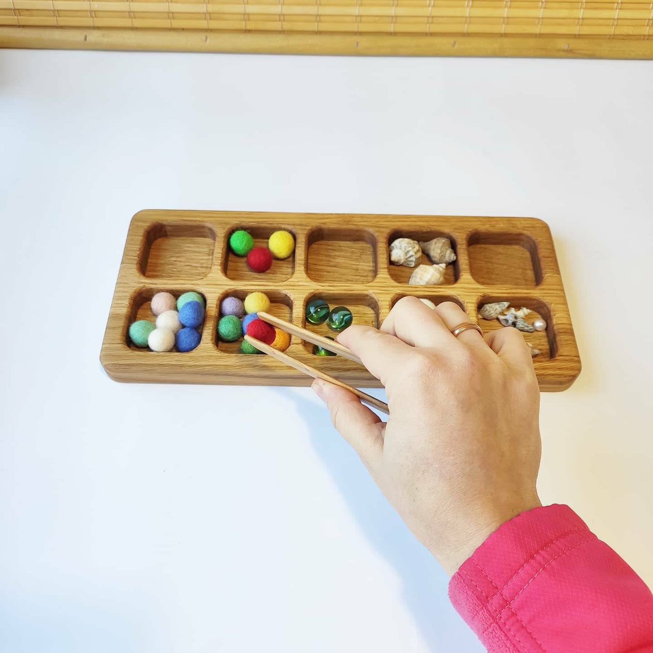 Montessori sorting trays with 10 sections WITHOUT numbers – THREEWOOD